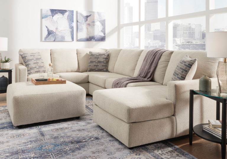 Edenfield Linen 3-Piece RAF Chaise Sectional | Louisville Overstock ...